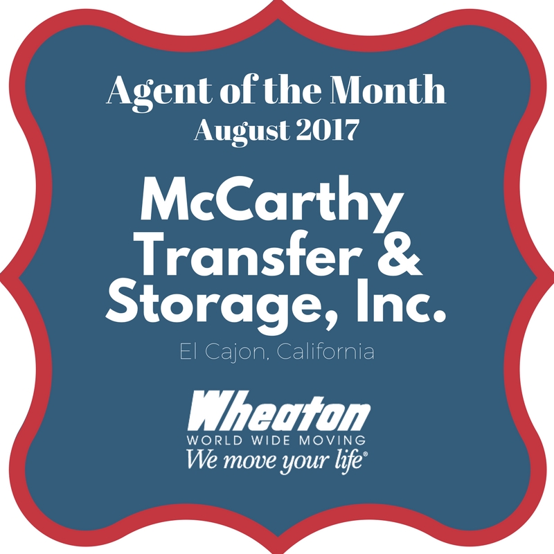 McCarthy Transfer & Storage, Inc. earns Agent of the Month - Wheaton ...